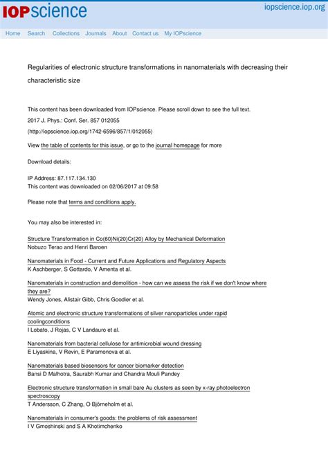 Pdf Regularities Of Electronic Structure Transformations In Nanomaterials With Decreasing
