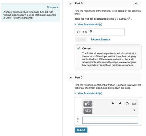 Solved Part B Constants Find The Magnitude Of The Frictional