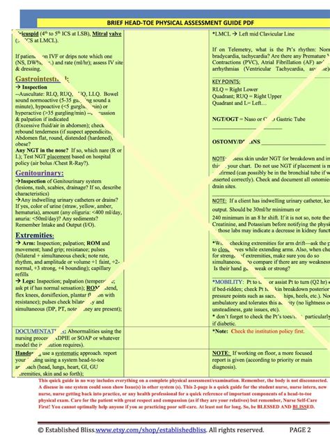 Head To Toe Nursing Physical Assessment Cheat Sheet Nursing Health