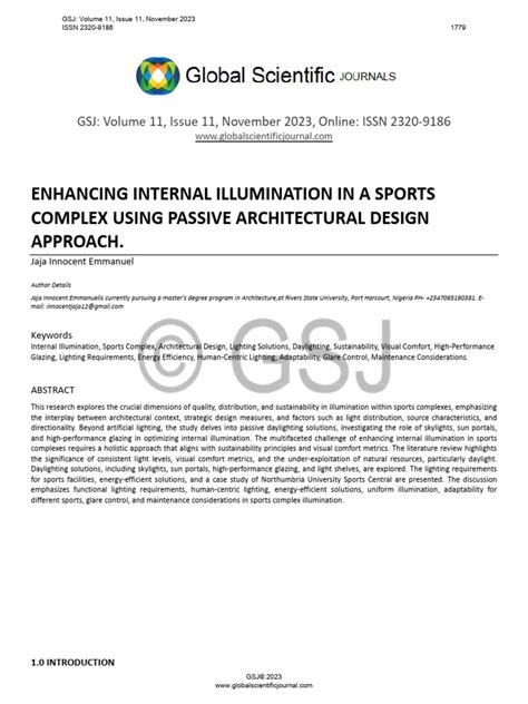 Enhancing Internal Illumination In A Sports Complex Using Passive