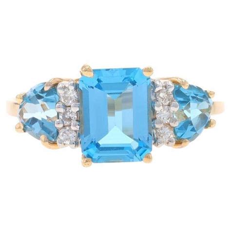 Yellow Gold London Blue Topaz And Diamond Ring 14k Pear 500ctw For
