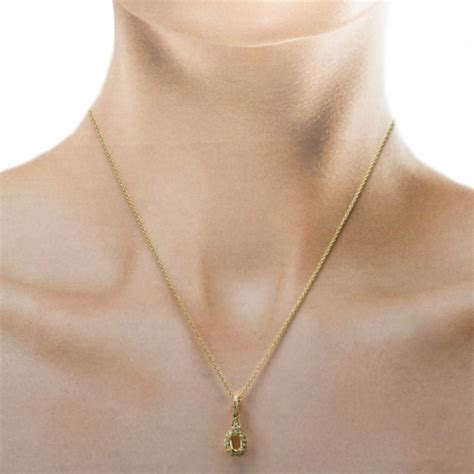 Pendant Semi Mount Oval 6x4mm In 14k Yellow Gold With Diamond Accents