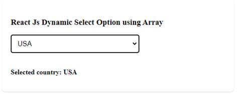 React Js Dynamic Select Option Using Array