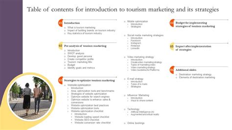 Table Of Contents For Introduction To Tourism Marketing And Its Strategies Mkt Ss V Ppt Sample