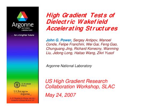 Pdf High Gradient Tests Of Dielectric Wakefield Accelerating Structures Wanming Liu