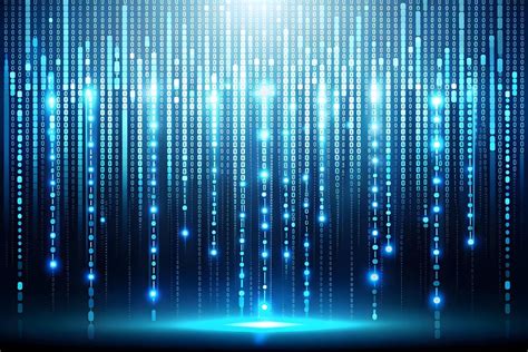 Dynamic Glowing Binary Code Stream On Dark Digital Background Data Management Efficiency In