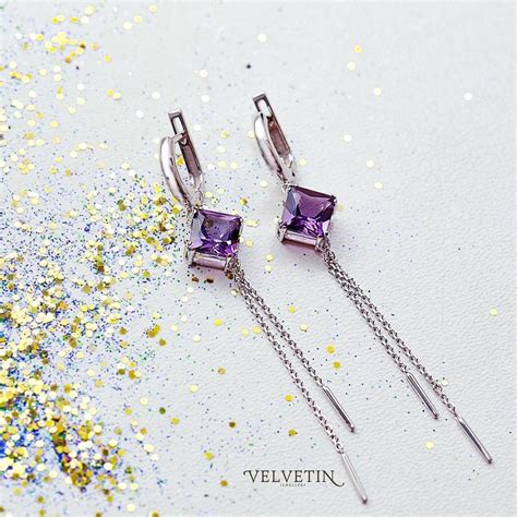 Серьги из белого золота с аметистами . Серьги с цепочками всегда очень ...