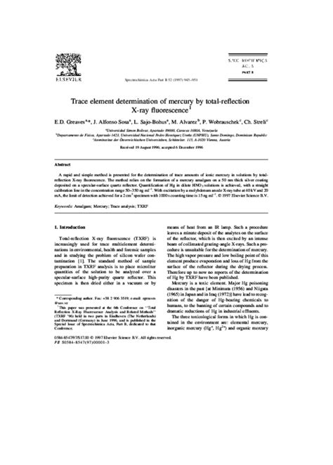 Pdf Trace Element Determination Of Mercury By Total Reflection X Ray