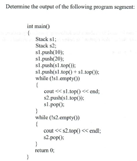 Solved Determine The Output Of The Following Program