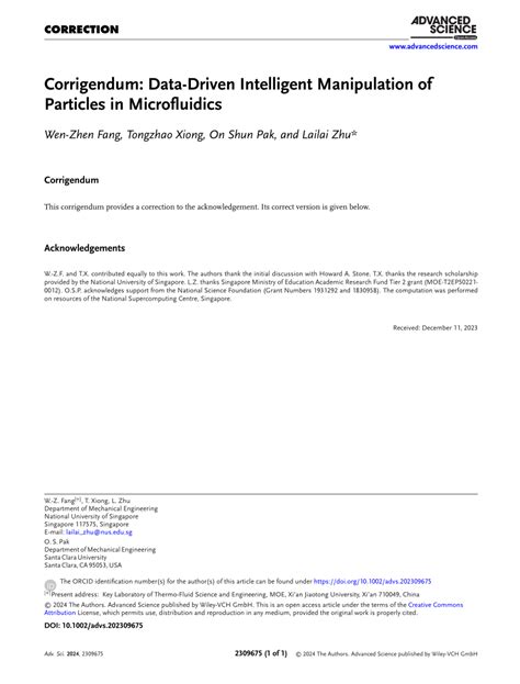 Pdf Corrigendum Data‐driven Intelligent Manipulation Of Particles In Microfluidics