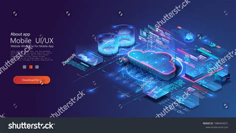 Isometric Modern Web Cloud Technology Networking Stock Vector Royalty