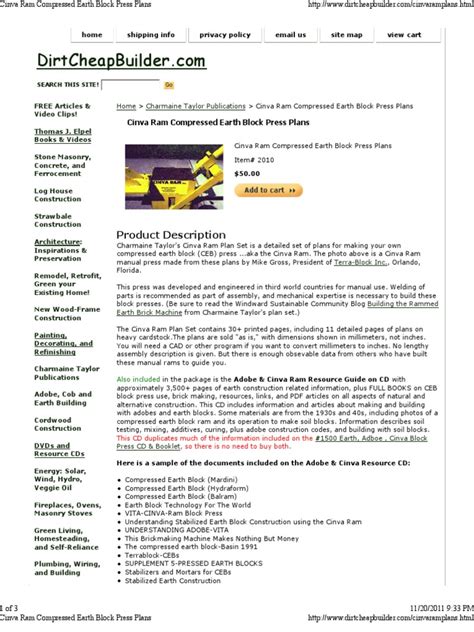 Cinva Ram Compressed Earth Block Press Plans Download Free Pdf