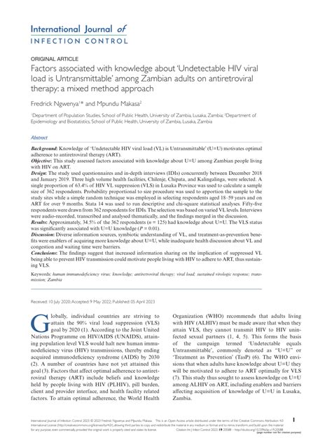 Pdf Factors Associated With Knowledge About ‘undetectable Hiv Viral