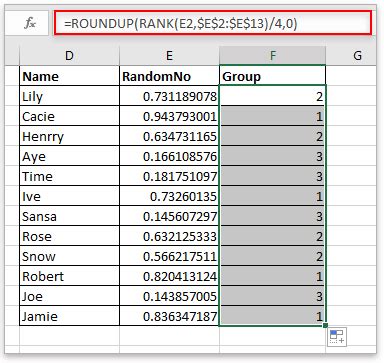 Quickly Generate Random Groups For List Of Data In Excel