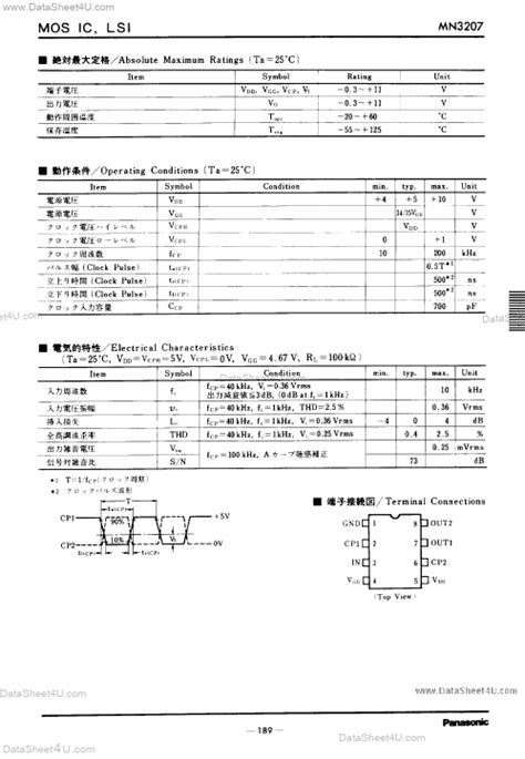Mn3207 1024 Stage Low Voltage Operation Low Noise Bbd For Analog Signal Delays Panasonic