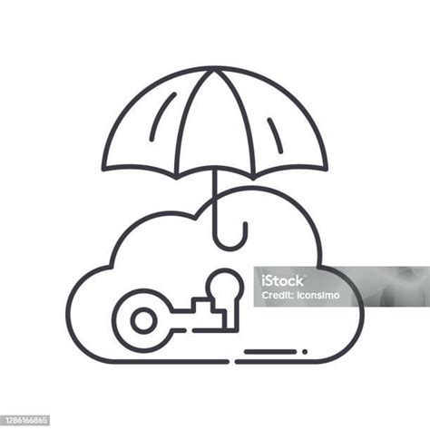 클라우드 보호 개념 아이콘 선형 격리 된 그림 얇은 줄 벡터 웹 디자인 기호 흰색 배경에 편집 가능한 스트로크와 개요 개념 기호 개념에 대한 스톡 벡터 아트 및 기타 이미지