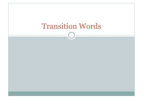 Transition Words Pdf