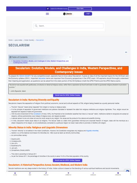 Pwonlyias Com Upsc Notes Secularism Pdf Secularism Mustafa Kemal