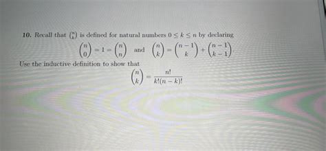 Solved 10 Recall That Is Defined For Natural Numbers 0 Chegg Com