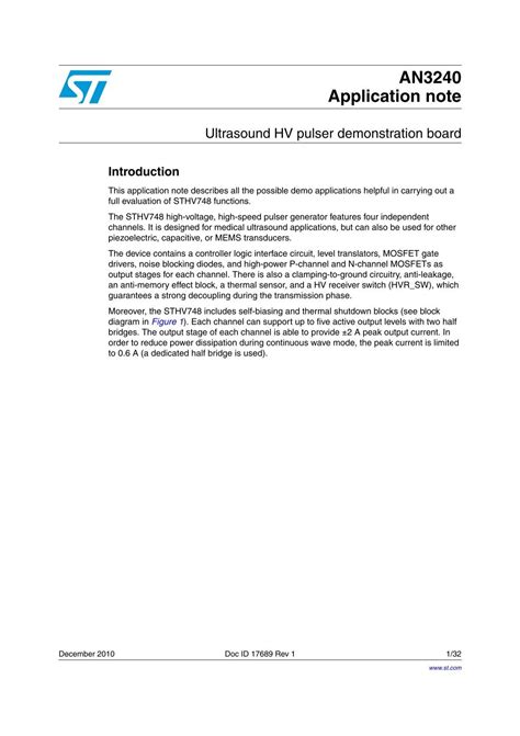 Ultrasound Hv Pulser Demonstration Board Stmicroelectronics