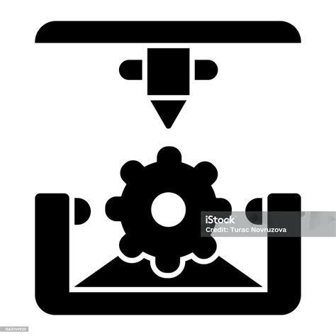 톱니바퀴 3d 프린팅 솔리드 아이콘입니다 3d 프린팅 역학 벡터 그림은 흰색으로 분리되어 있습니다 기어 3d 인쇄 프로세스