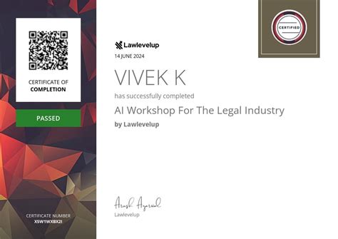 Vivek K On Linkedin Certificate Of Completion Ai Workshop For The
