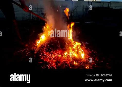Fire Burning Outside Ash Danger Stock Video Footage Alamy