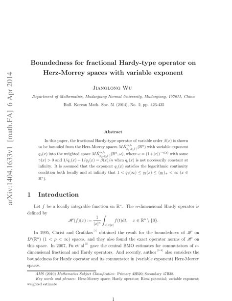 Pdf Boundedness For Fractional Hardy Type Operator On Herz Morrey