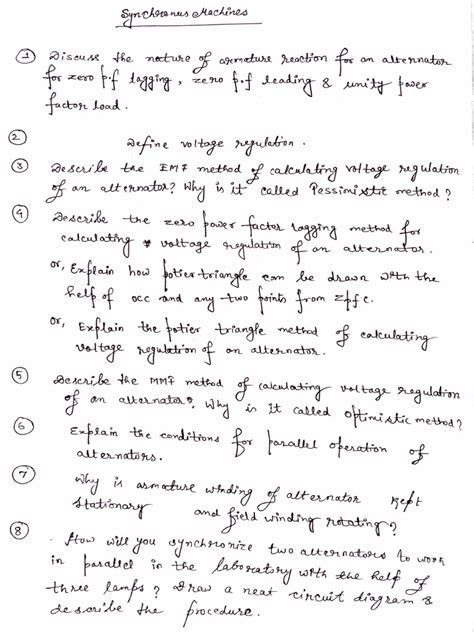 Synchronous Machines Questions Part 02 Pdf Turbine Electrical