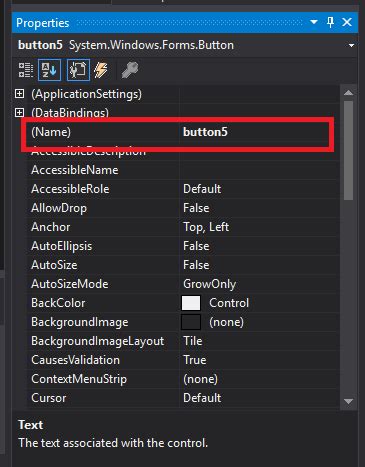 Winforms What S The Correct Way To Change Name Of Form Element In C Visual Studio Stack