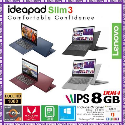 Jual Lenovo Ideapad Slim Ryzen U Gb Gb Ssd Fhd W Office Pid Black