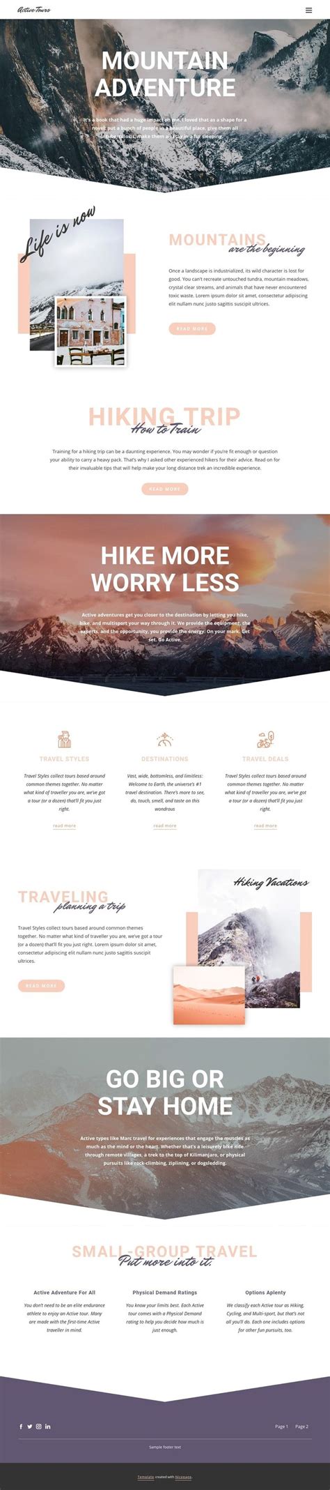 Mountain Adventure HTML Template Web Layout Design Website Design Inspiration Web Design