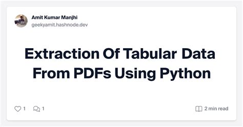 Extraction Of Tabular Data From Pdfs Using Python