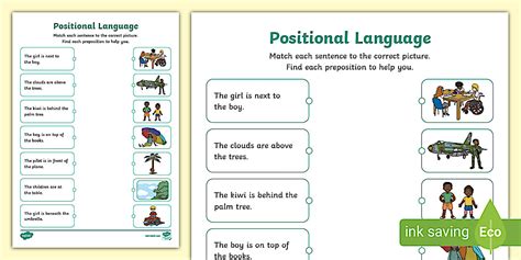 Positional Language Matching Activity Teacher Made
