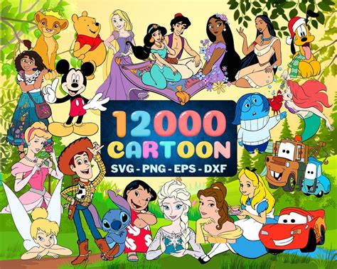 Cartoon Characters 12000 Svg Layered Svg Png Frozen Moana Ariel