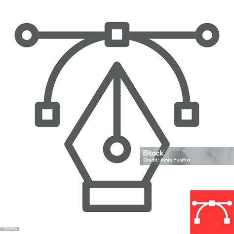 곡률 도구 라인 아이콘 그래픽 디자인 및 디자이너 펜 도구 사인 벡터 그래픽 편집 가능한 스트로크 선형 아이콘 Eps 10 검은색에 대한 스톡 벡터 아트 및 기타 이미지