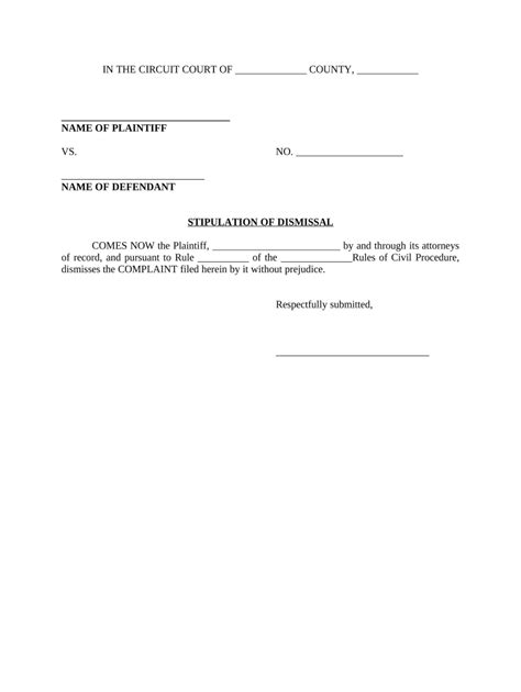 Stipulation Dismissal Form Pre Built Template Airslate Signnow