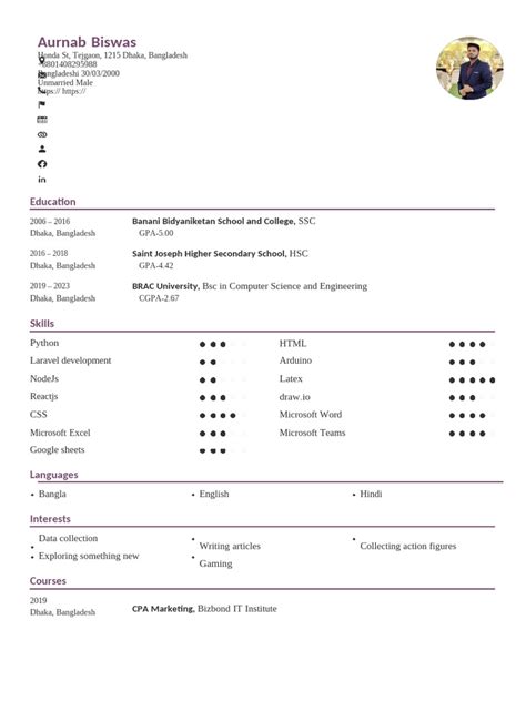 Aurnab Biswas Flowcv Resume 20231130 Pdf Bangladesh