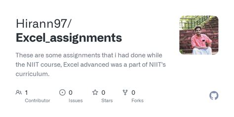 github hirann97 excel assignments these are some assignments that i