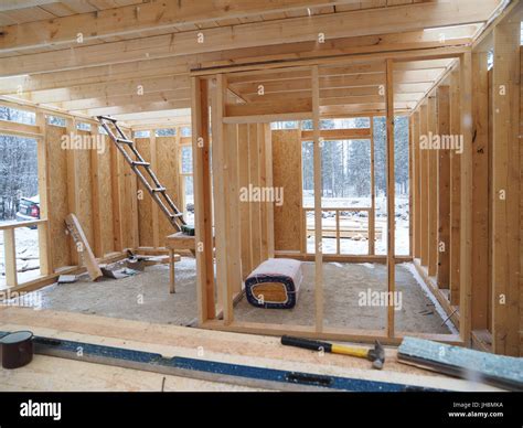 Construction Of A Frame House Stock Photo Alamy