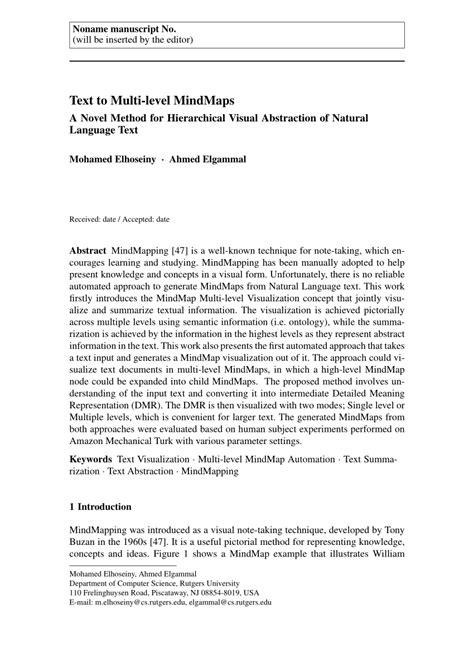 Pdf Text To Multi Level Mindmaps A Novel Method For Hierarchical Visual Abstraction Of