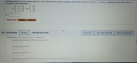solved determine whether b is in the column space of a if