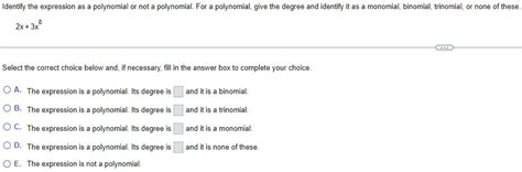 Solved Identify The Expression As A Polynomial Or Not A Chegg Com