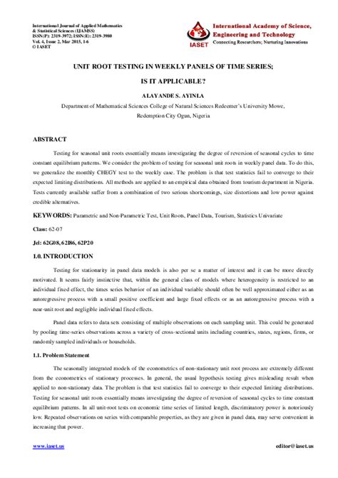 Pdf Unit Root Testing In Weekly Panels Of Time Series Is It Applicable