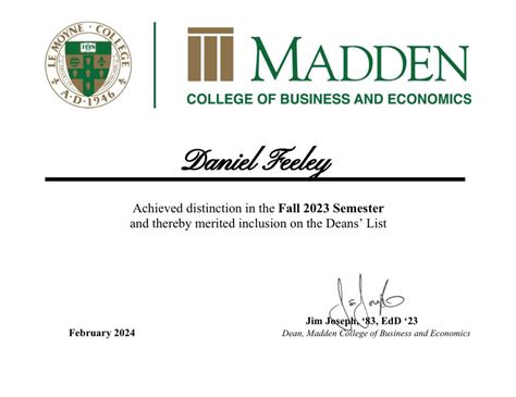 I Am Excited To Announce That I Made The Deans List For Fall 2023 At The Madden College Of