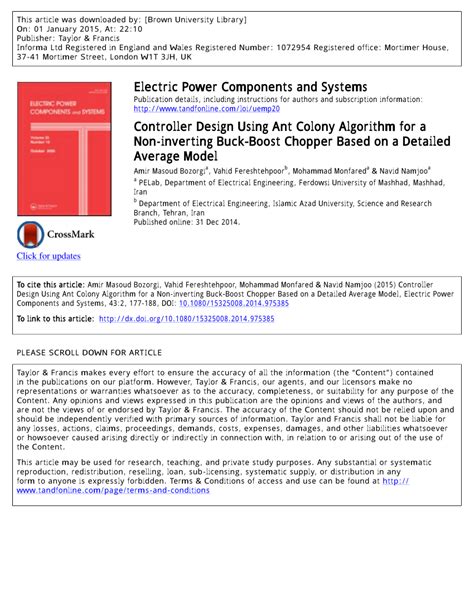 Pdf Controller Design Using Ant Colony Algorithm For A Non Inverting