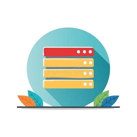 Server Stack Hosting With Colorful Leaves And A Circular Icon Symbol