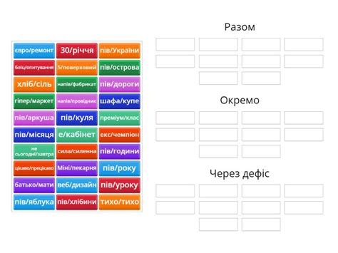 Правопис складних слів 6 клас Group Sort