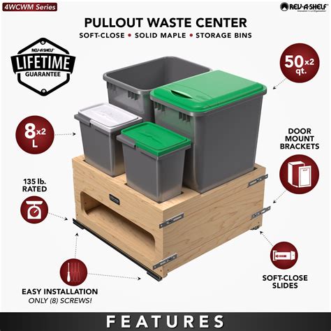 Wood Bottom Mount Waste Management Center Rev A Shelf