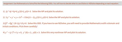 Solved Assignment Use Mathematica To Solve Plot The